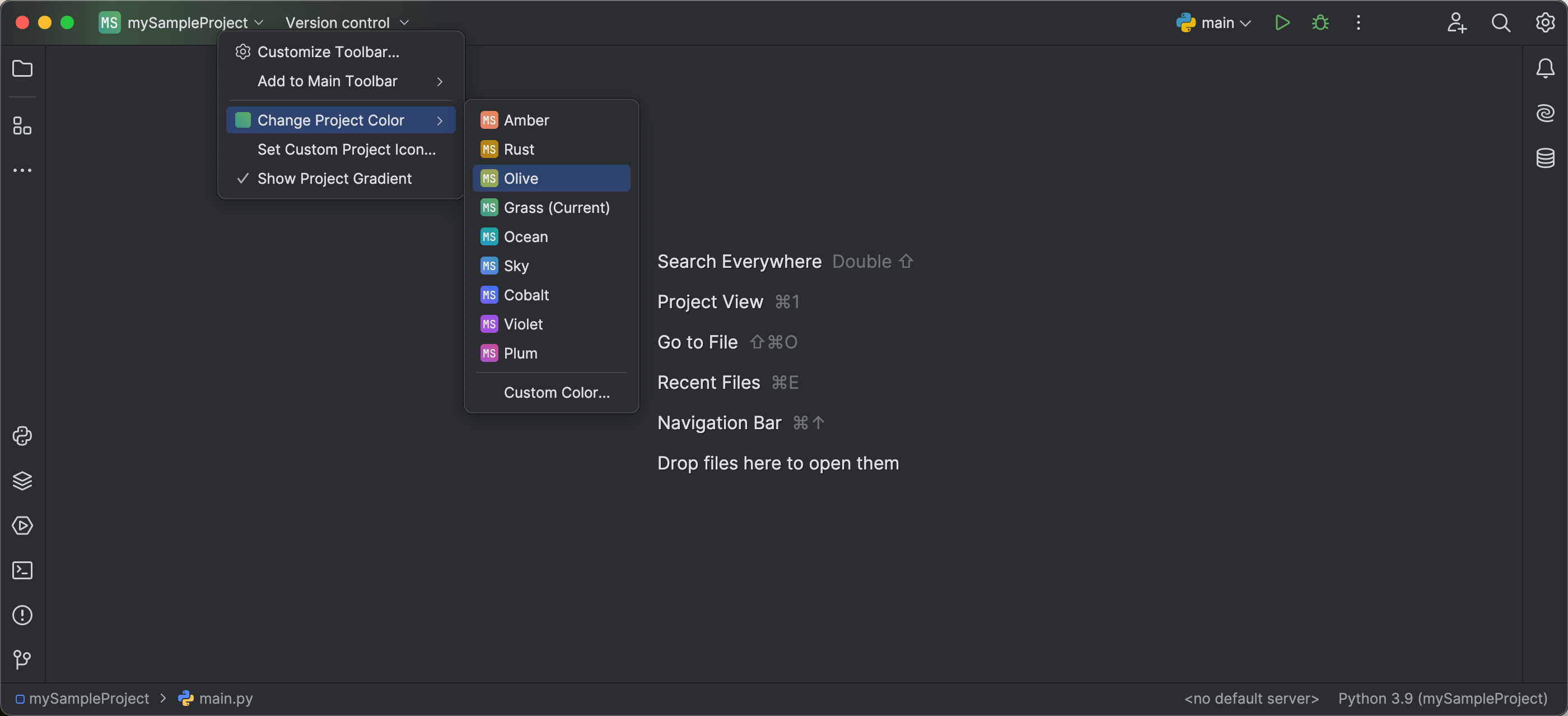 Menus And Toolbars PyCharm Documentation