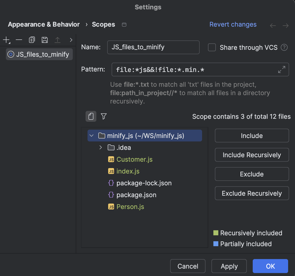 Minifying Javascript Phpstorm Documentation