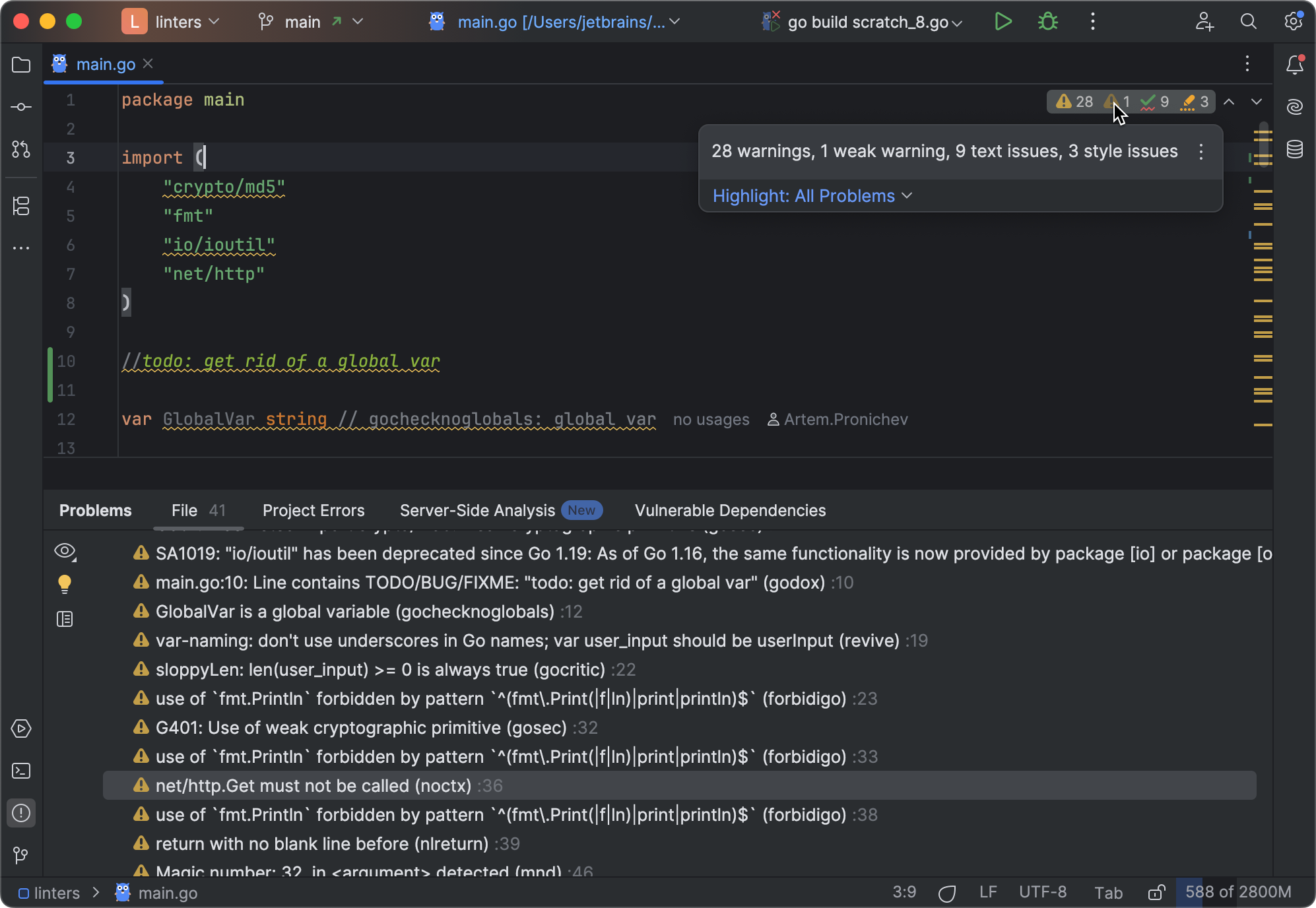Configuring Golangci Lint GoLand Documentation