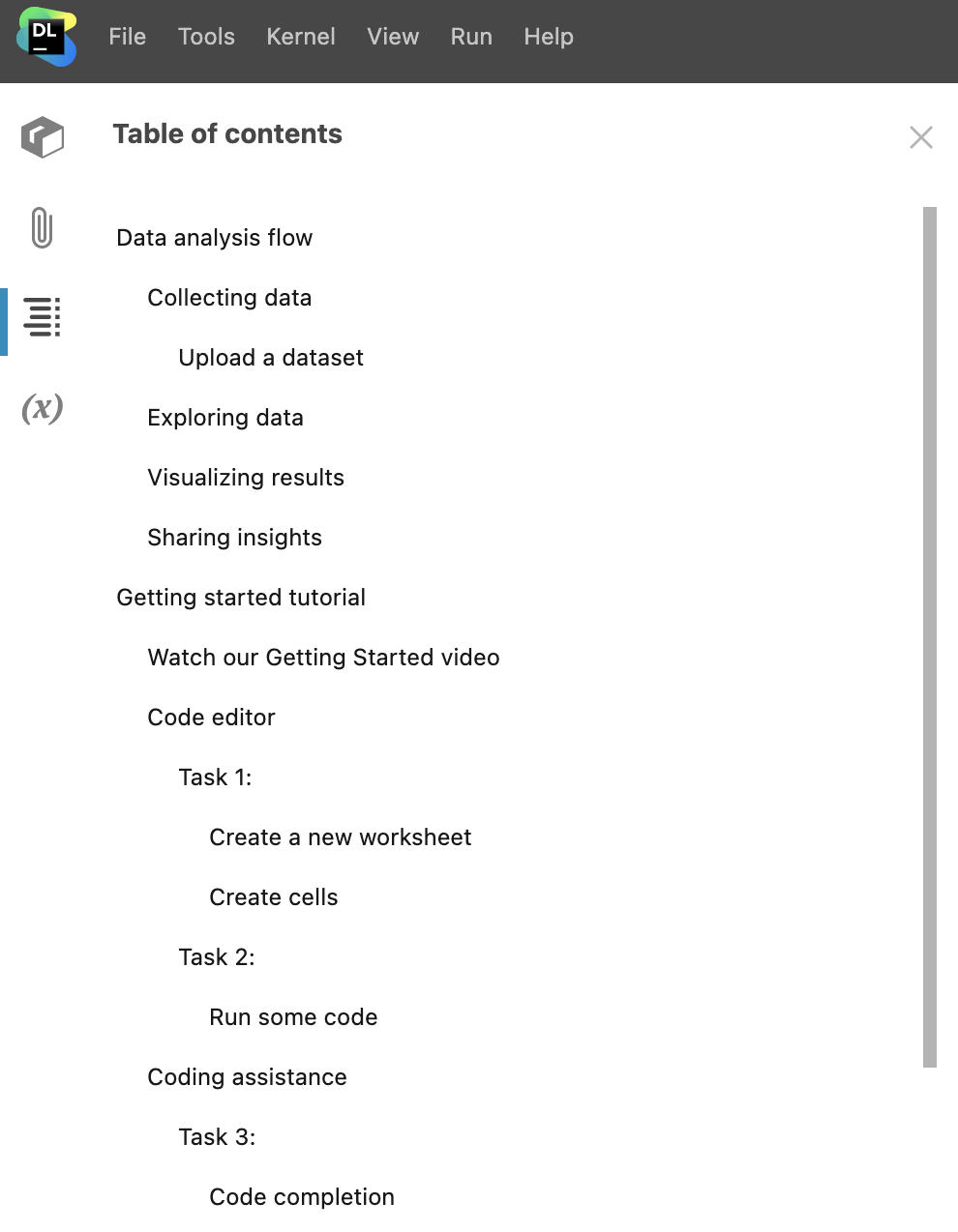 Table of contents | Datalore Documentation