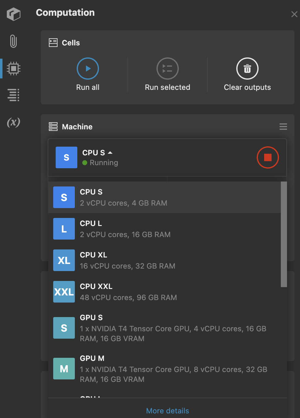 Cpu And Gpu Machine Options Datalore Documentation