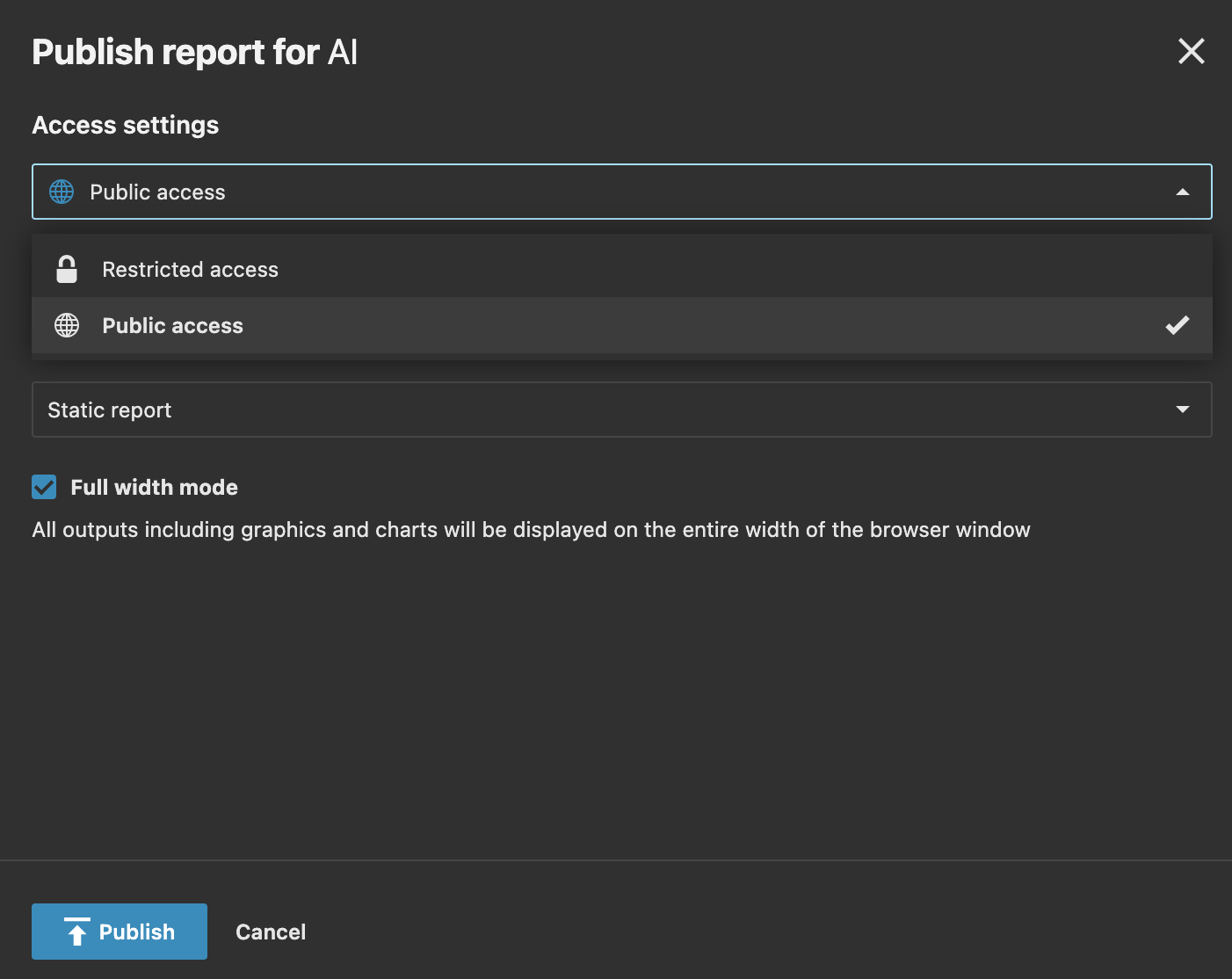 Build and publish reports | Datalore Documentation