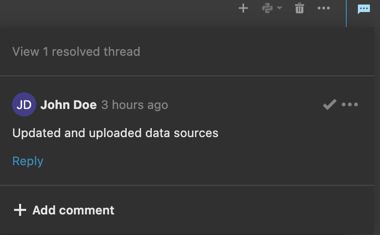Comments | Datalore Documentation