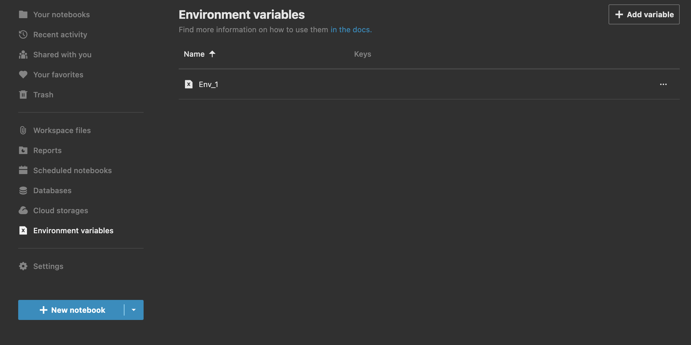 Environment variables | Datalore Documentation Environment variables | Datalore Documentation
