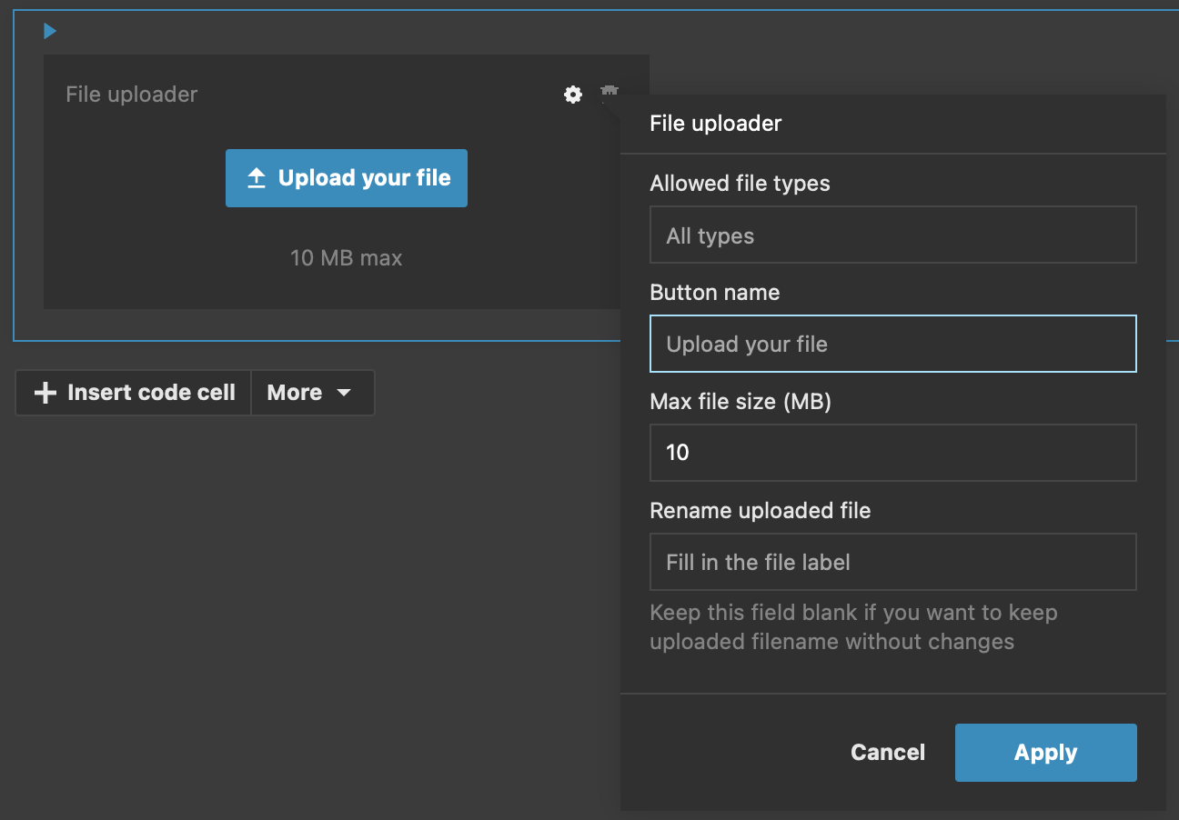 Interactive controls | Datalore Documentation