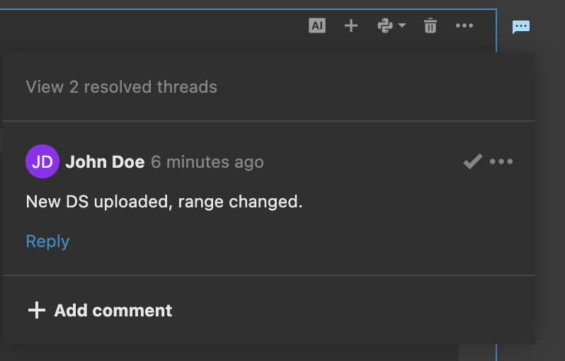 Comments | Datalore Documentation