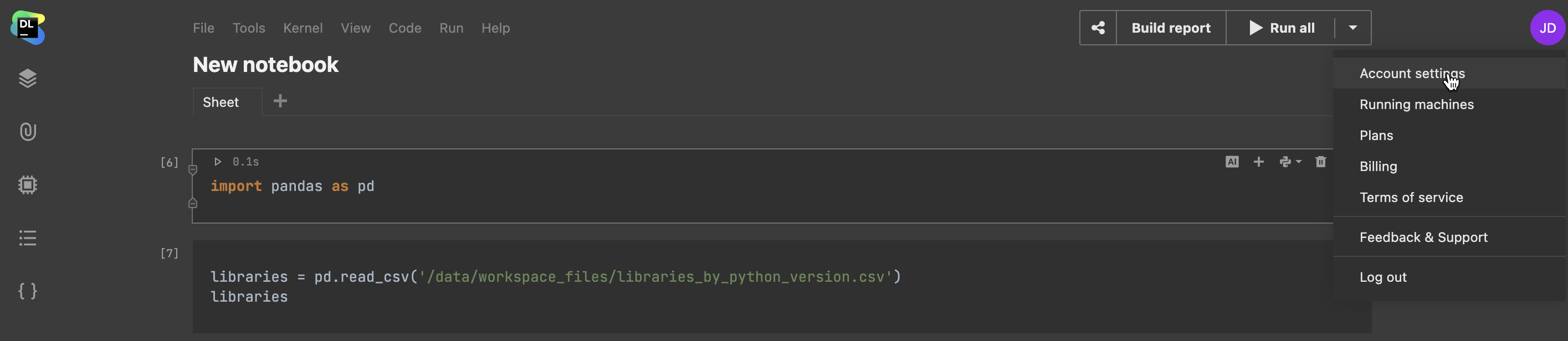 Delete your account | Datalore Documentation