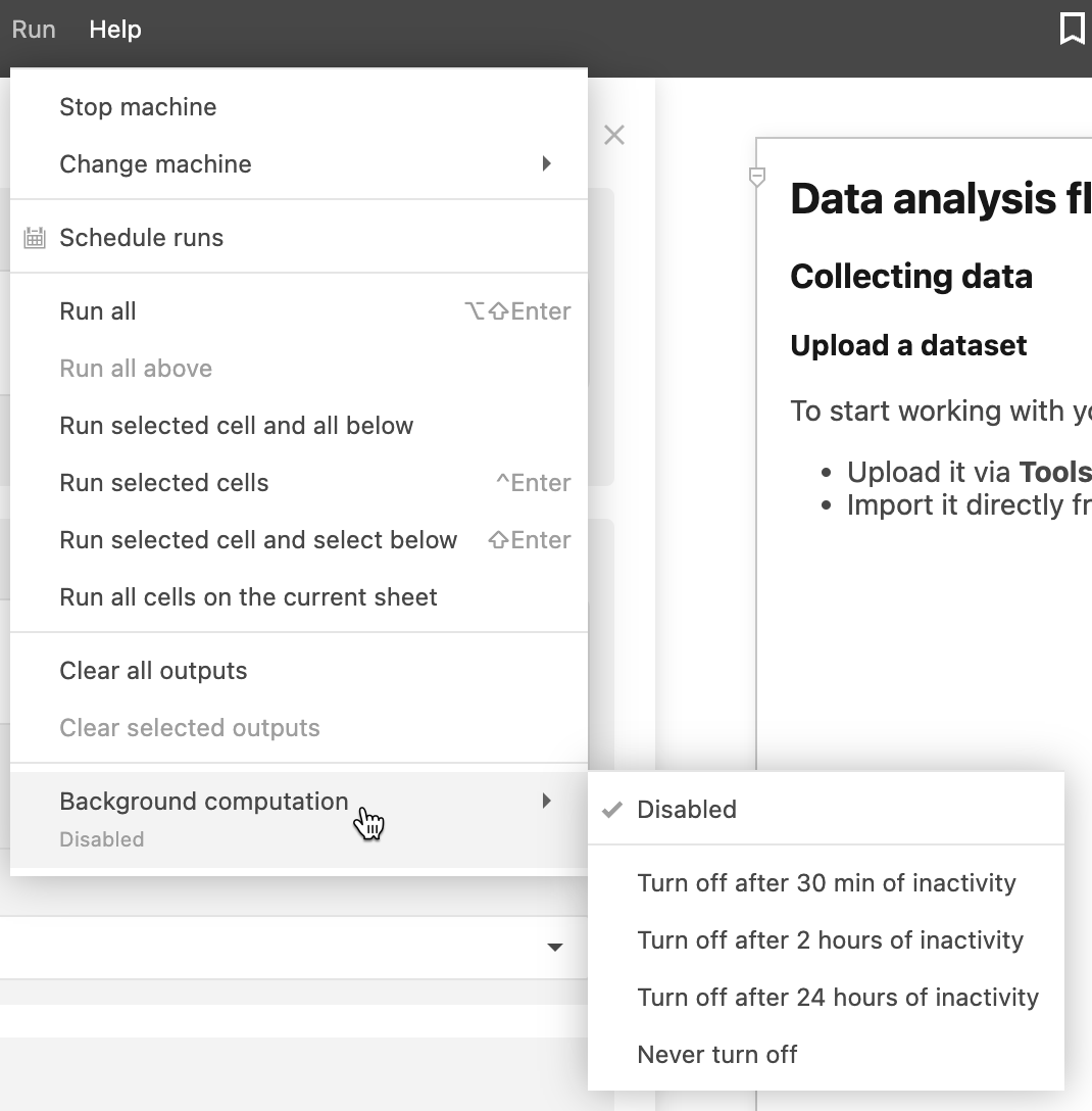 Background computation | Datalore Documentation