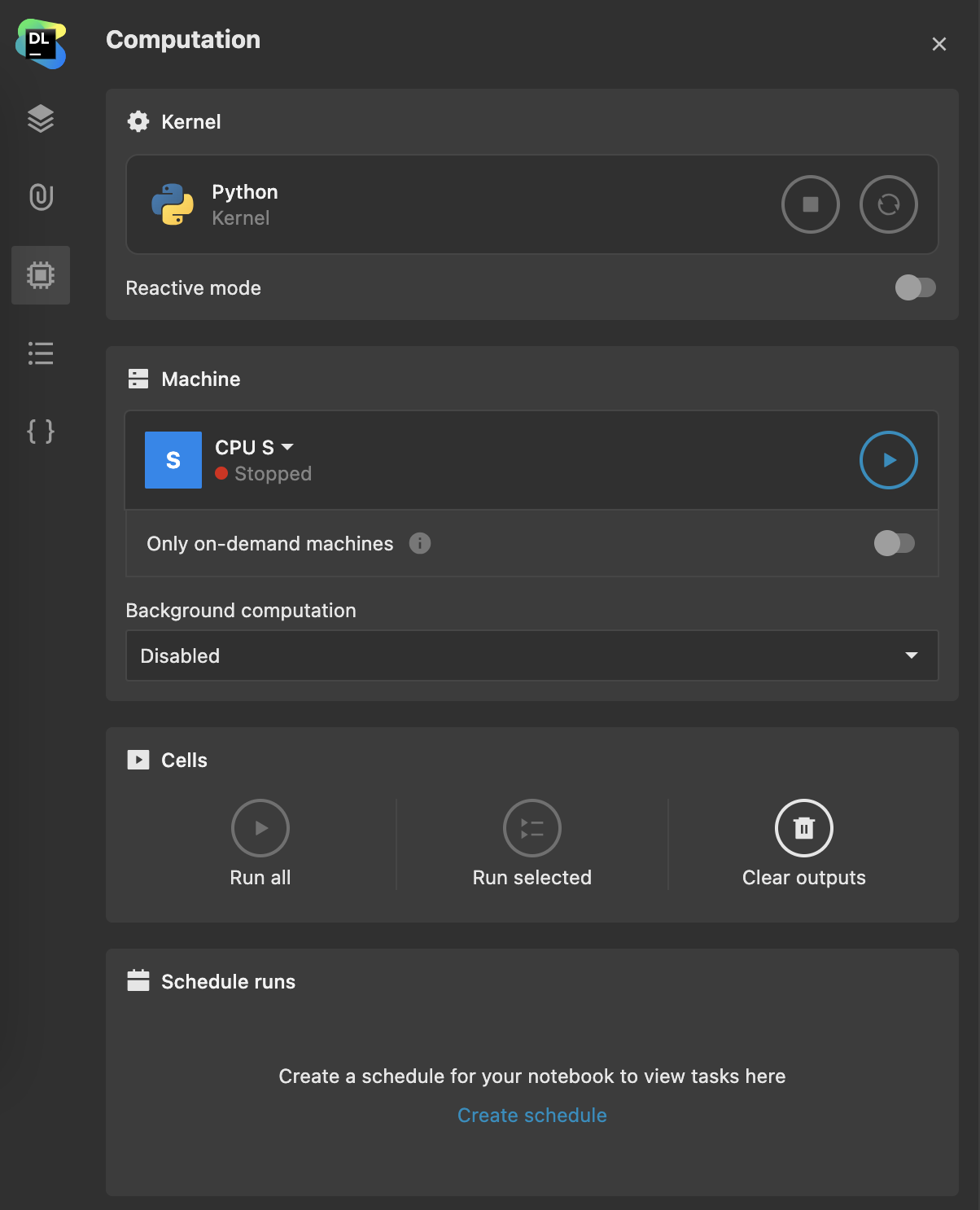 Computation tab | Datalore Documentation