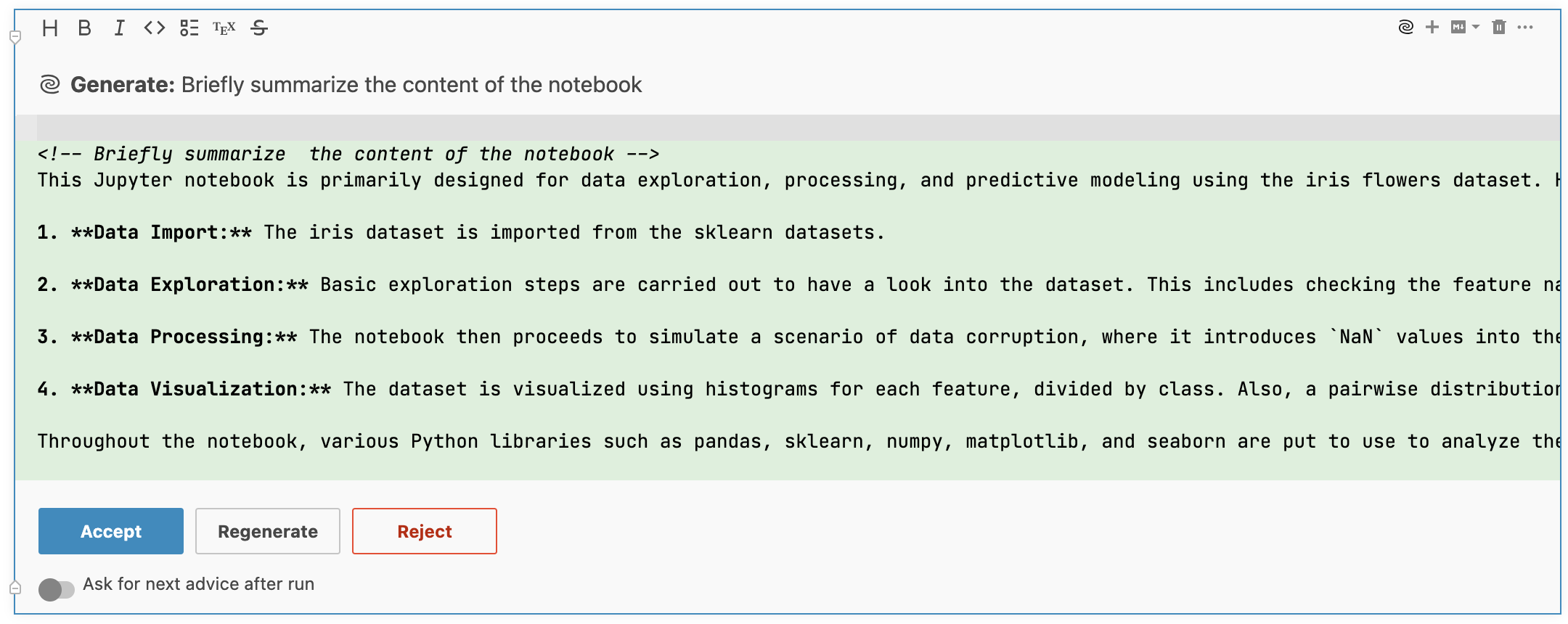 Ask AI (Cloud version only) | Datalore Documentation