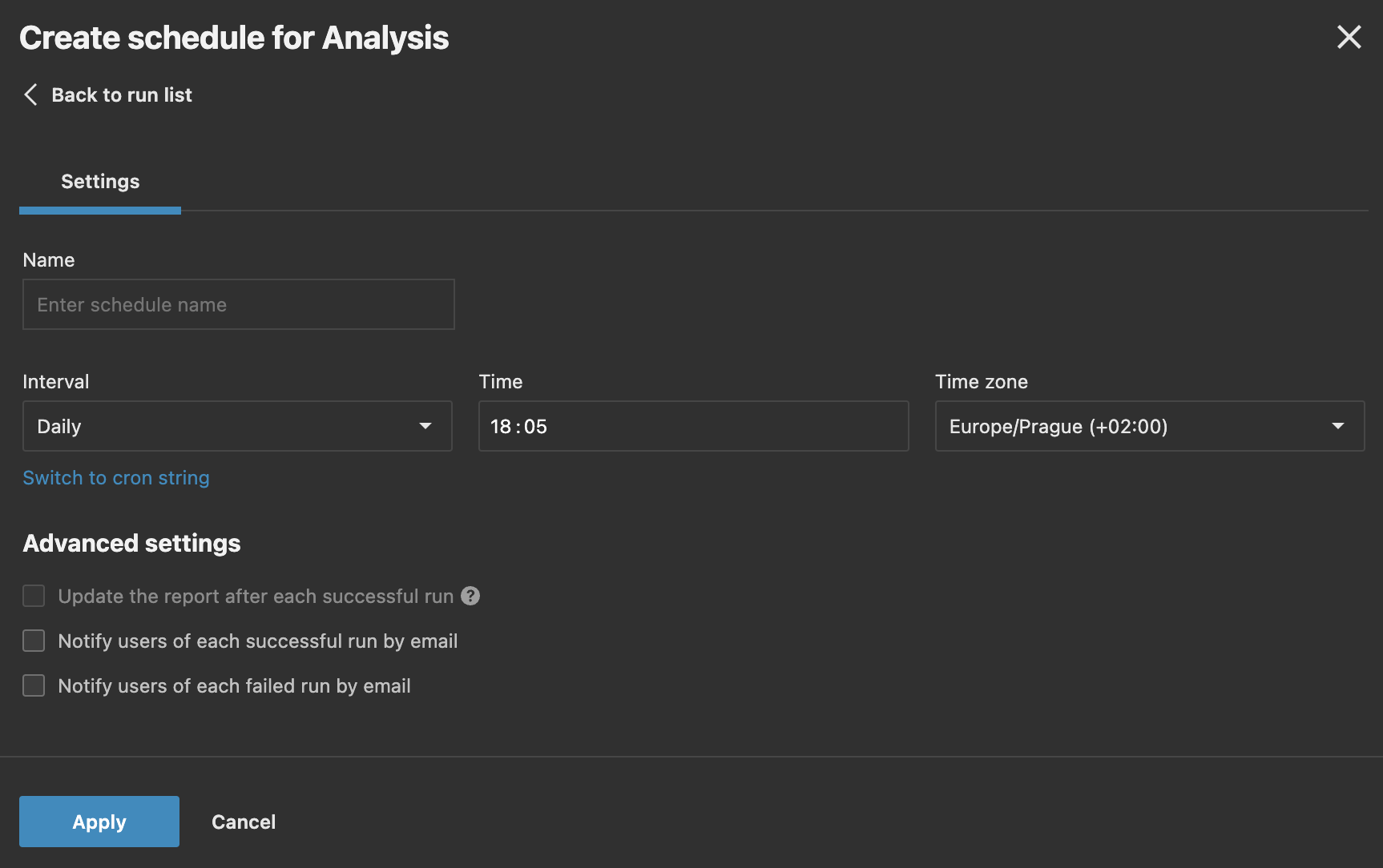 Scheduling | Datalore Documentation