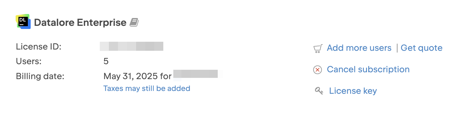 Manage licenses | Datalore Documentation