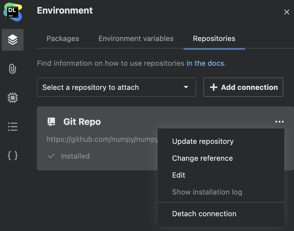 Use Git repositories as workspace resources | Datalore Documentation