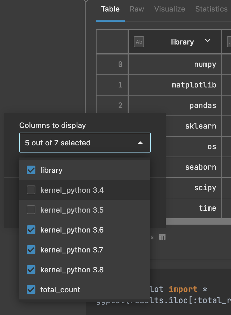 Work with interactive tables | Datalore Documentation