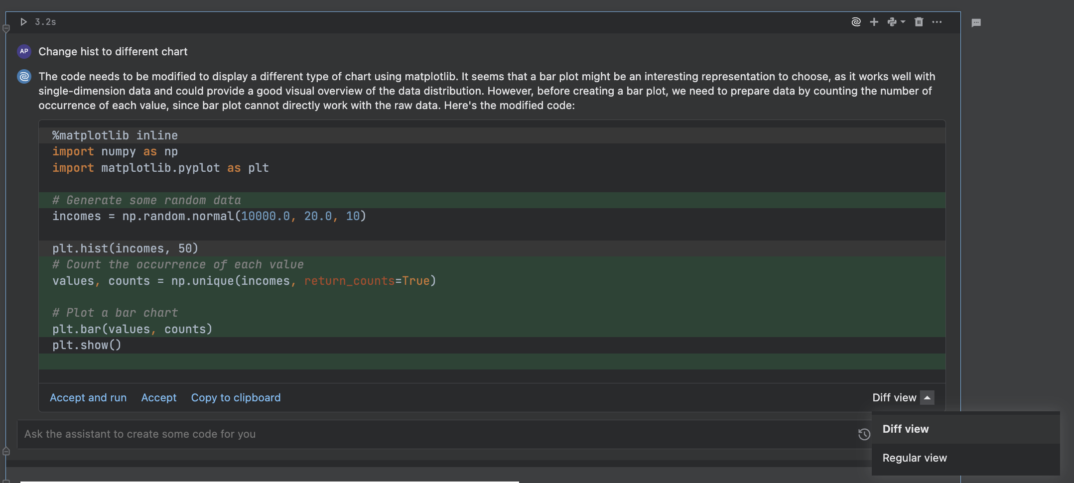 Use AI Assistant | Datalore Documentation