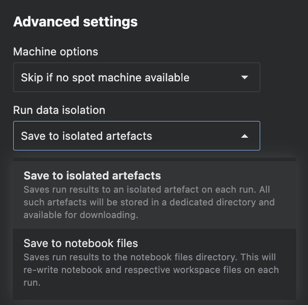 Schedule notebook runs | Datalore Documentation