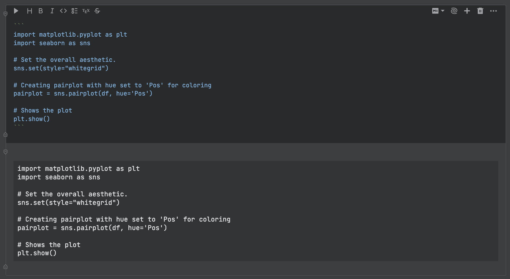 Provide text for your code | Datalore Documentation