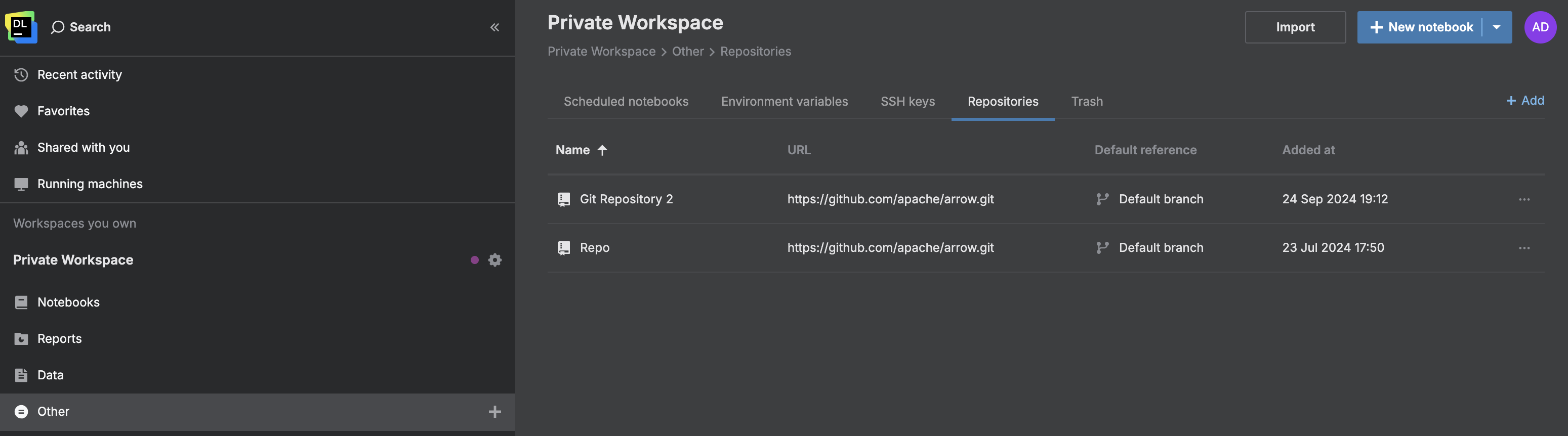 Manage Git Repositories As Workspace Resources Datalore Documentation 4138