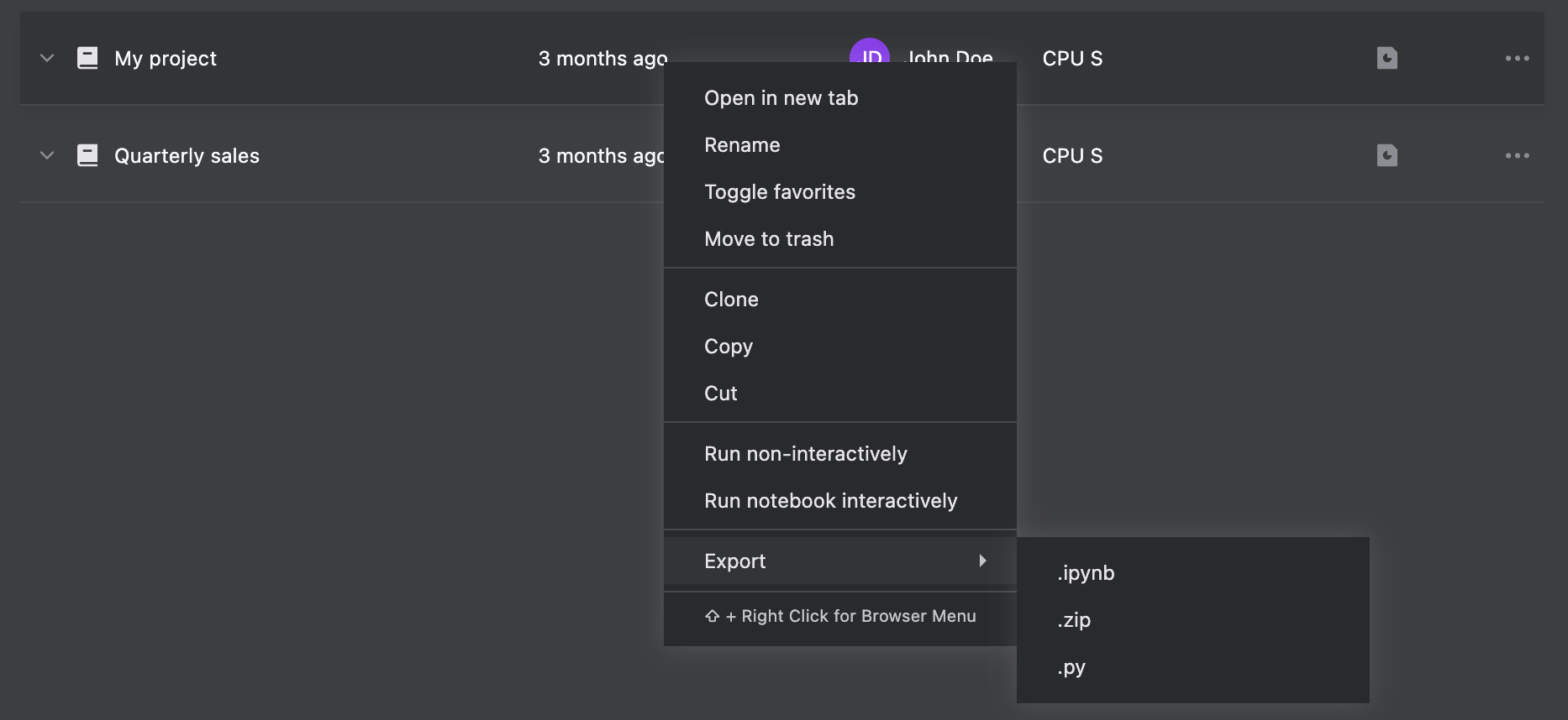 Export | Datalore Documentation