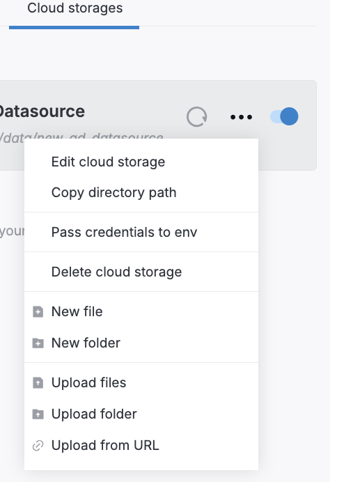 Manage attached cloud storage files | Datalore Documentation