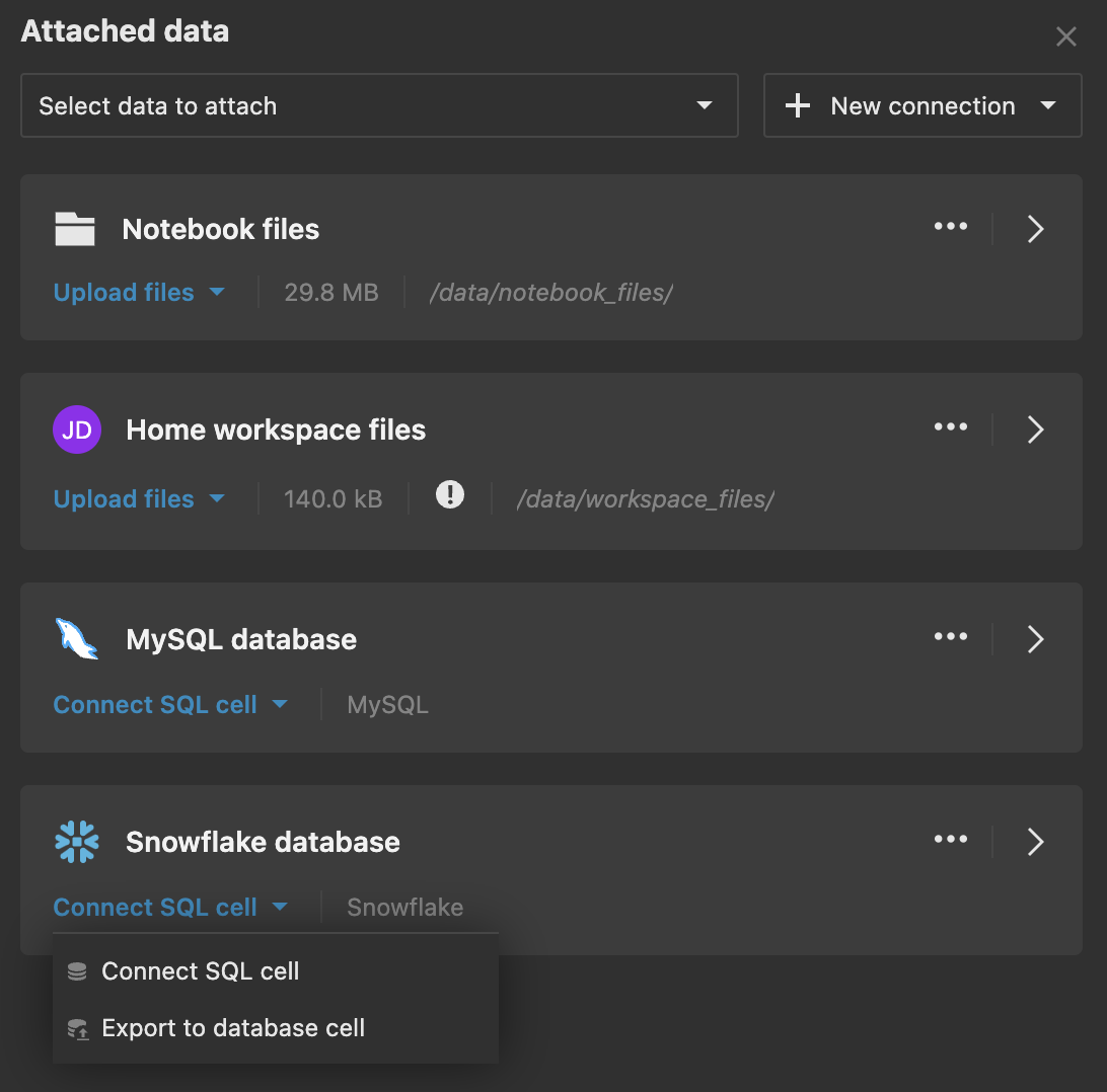 Export to databases | Datalore Documentation