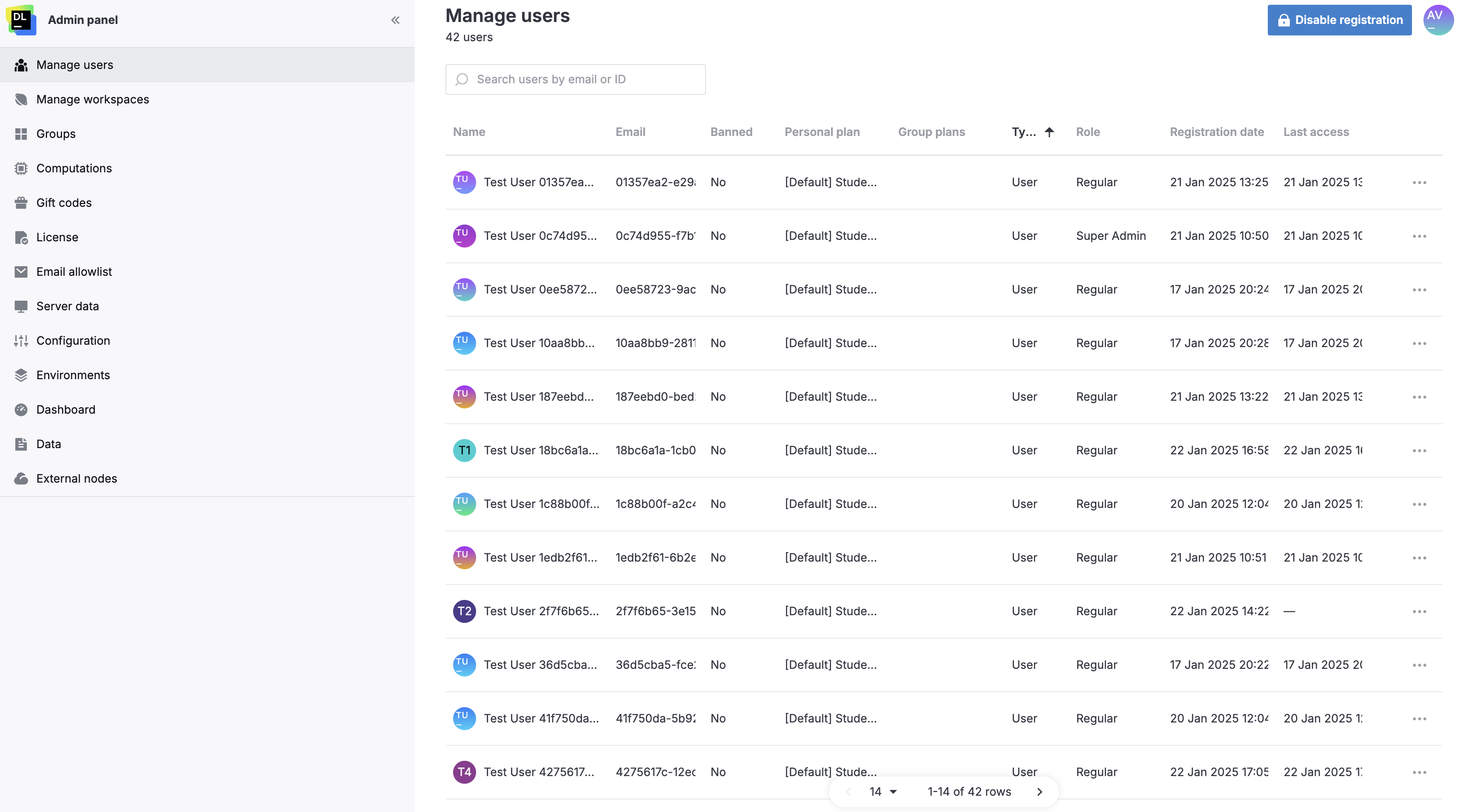 Manage users | Datalore Documentation