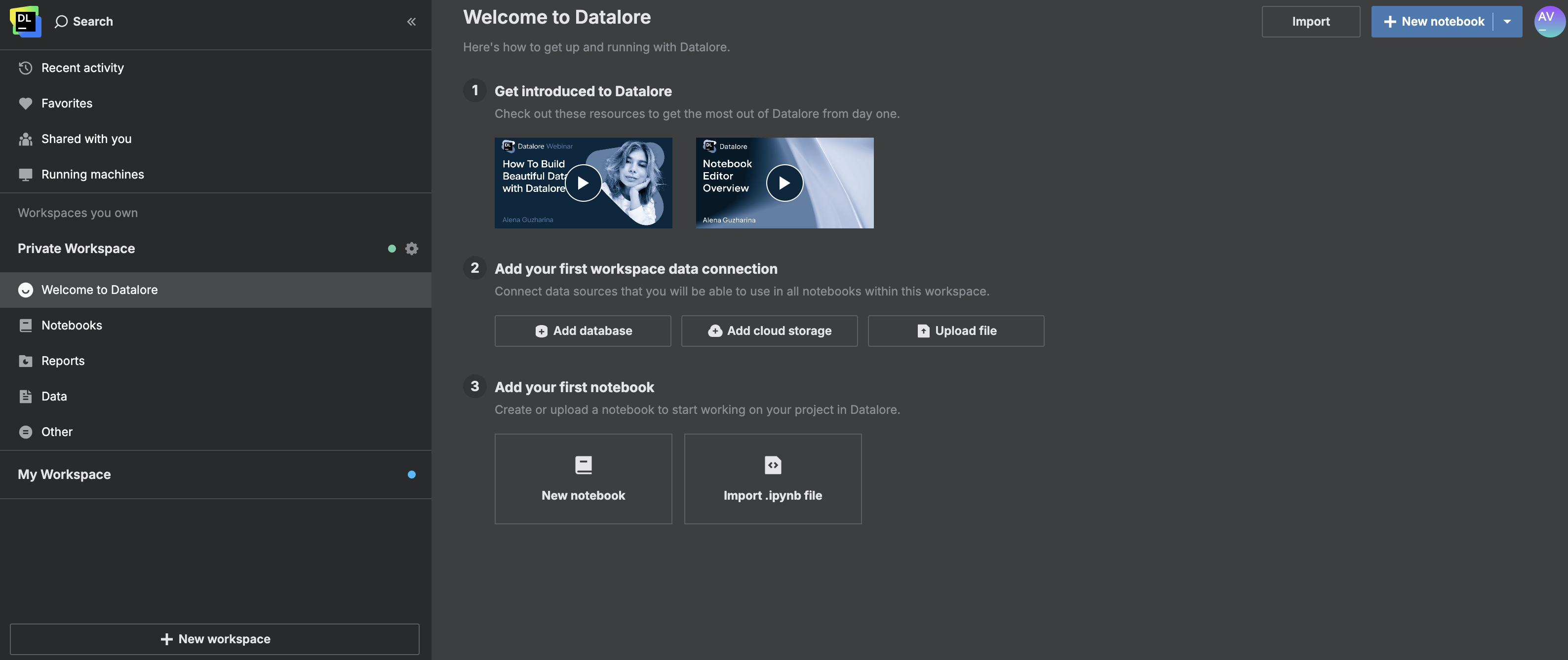Organize your Datalore projects | Datalore Documentation