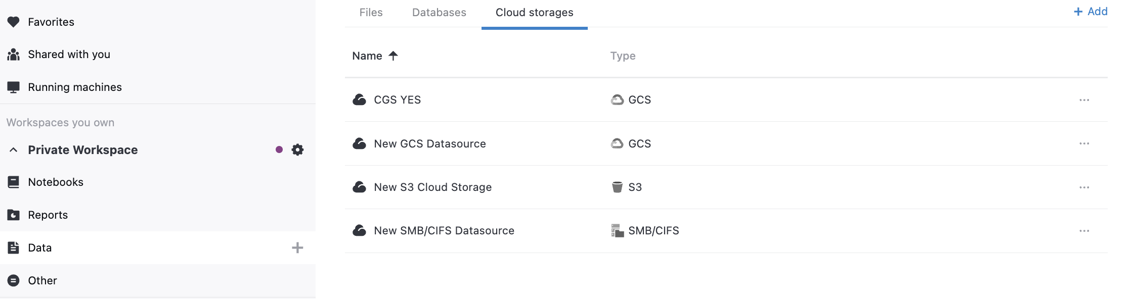 Manage cloud storage connections in a workspace | Datalore Documentation