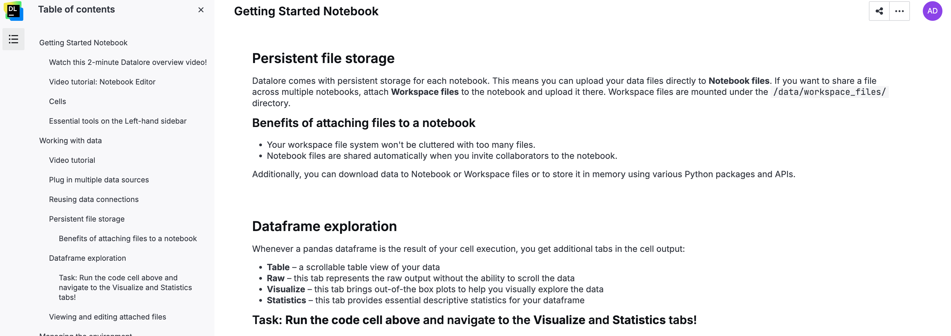 Work with static reports | Datalore Documentation