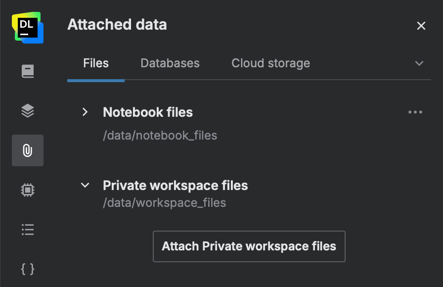 Manage files attached to a notebook | Datalore Documentation