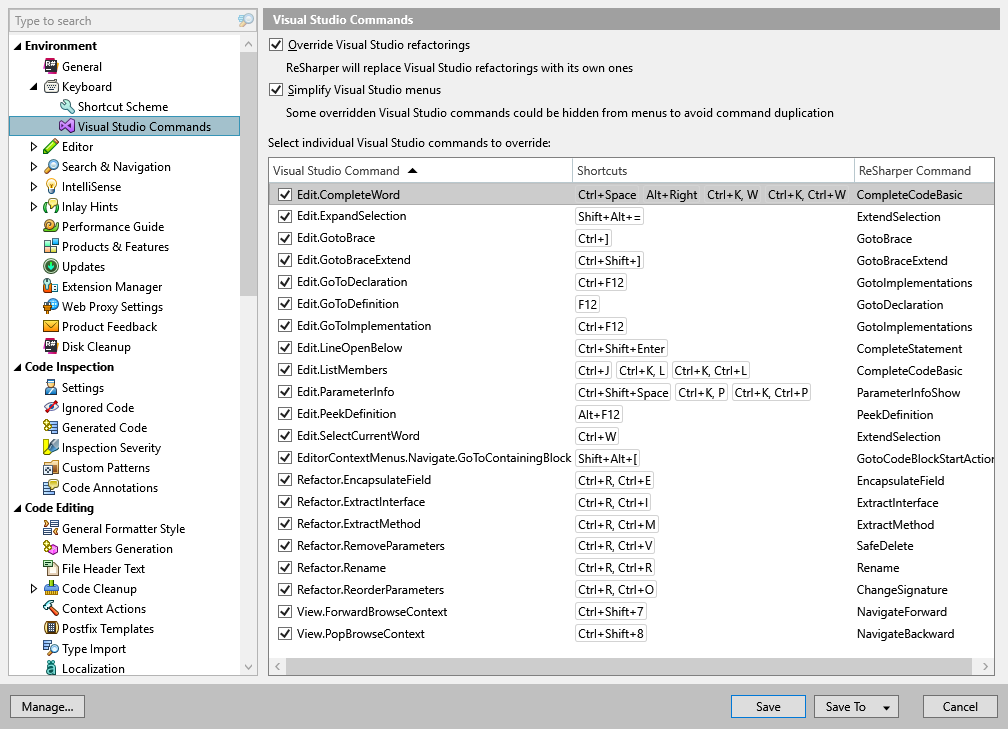 Visual Studio Commands ReSharper Documentation