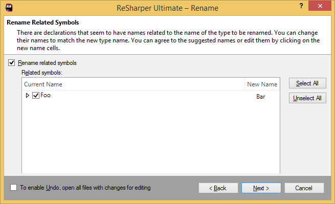 Rename Refactoring Resharper Documentation