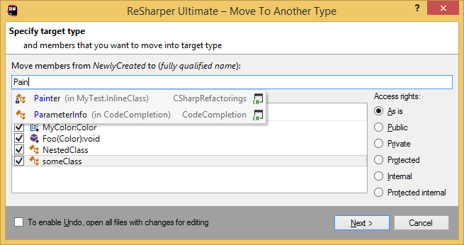 Move to Another Type refactoring | ReSharper Documentation