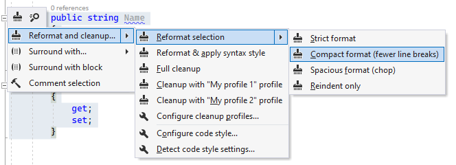 Apply formatting rules | ReSharper Documentation