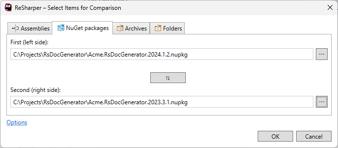 Compare assemblies, NuGet packages, and more | ReSharper Documentation