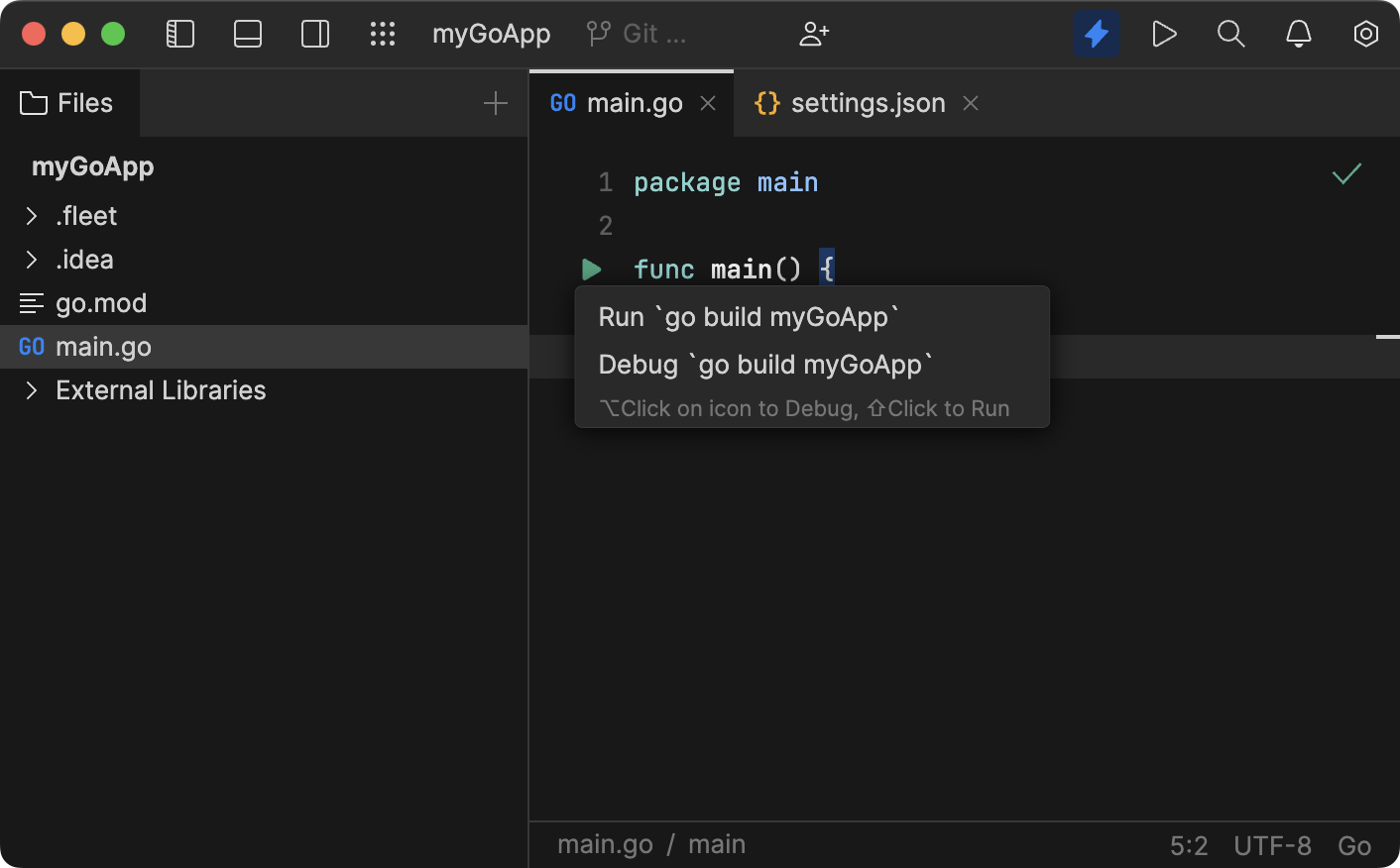 Getting started with Go | JetBrains Fleet Documentation