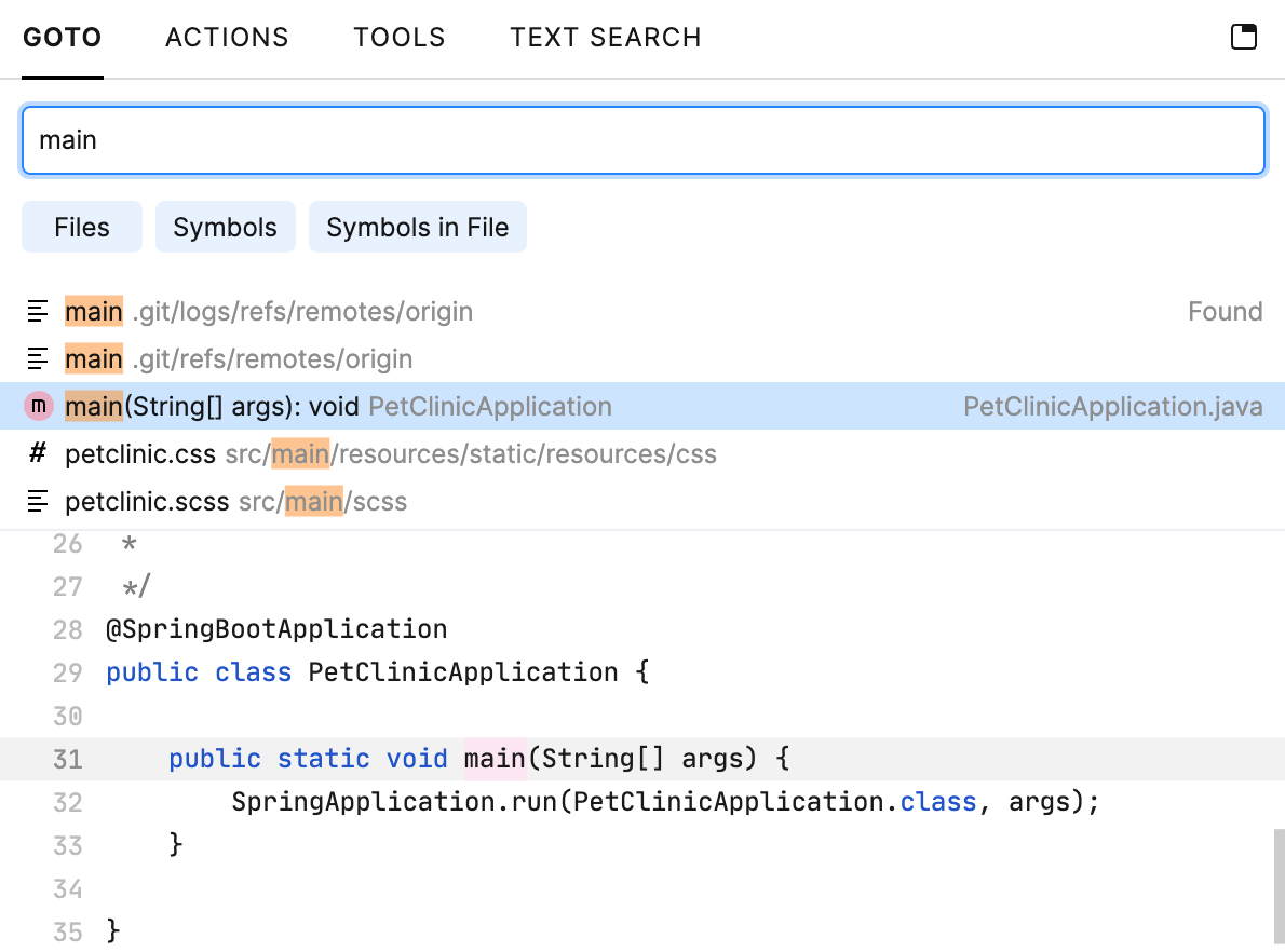 Search and navigate | JetBrains Fleet Documentation