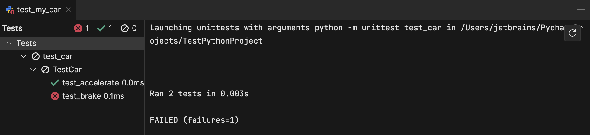 Using Unittest Jetbrains Fleet Documentation