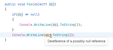 Value and nullability analysis in C# | JetBrains Fleet Documentation