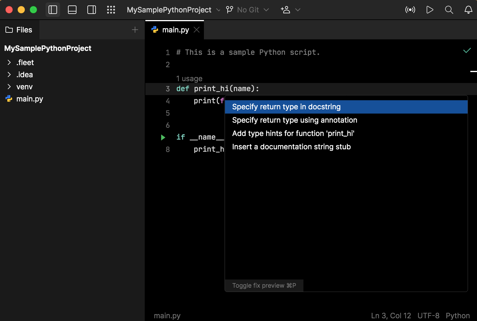 Getting started with Python | JetBrains Fleet Documentation