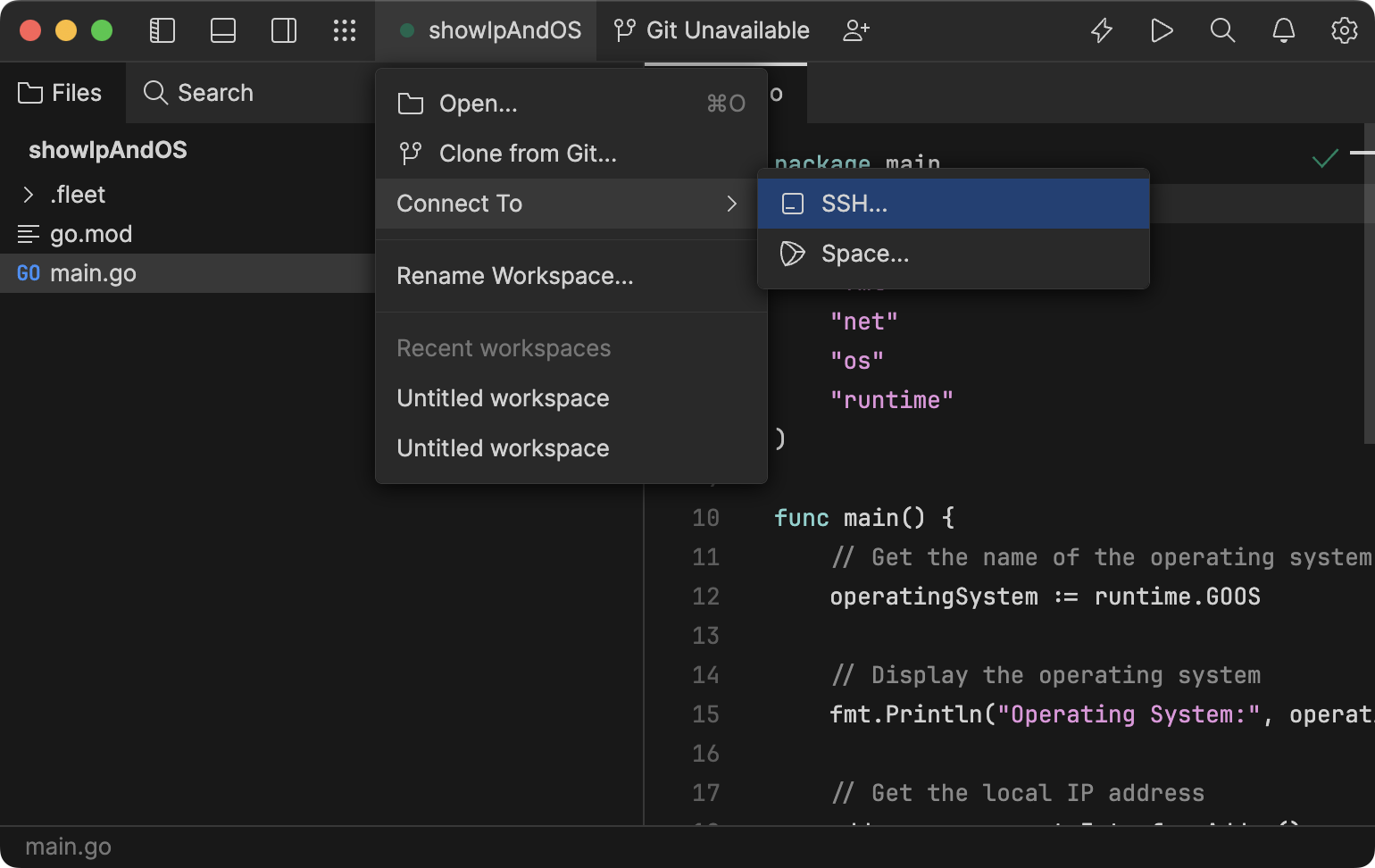 Connect to a workspace | JetBrains Fleet Documentation