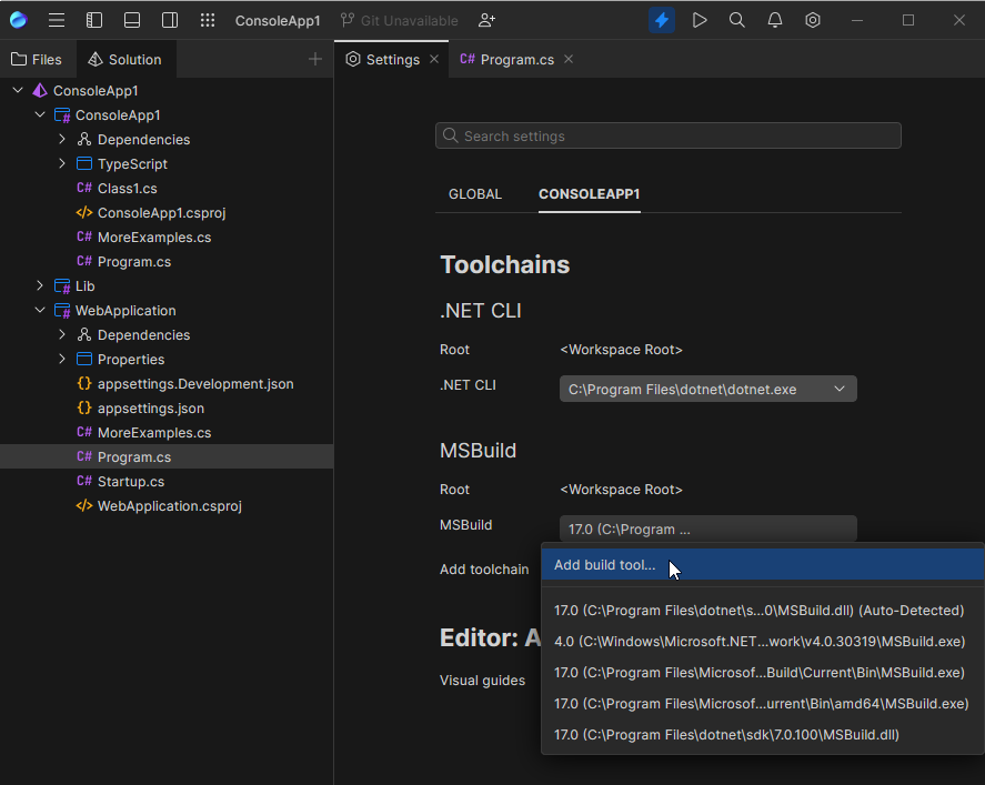 Build .NET projects | JetBrains Fleet Documentation
