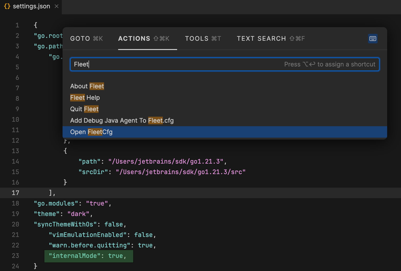 設定 | JetBrains Fleet ドキュメント