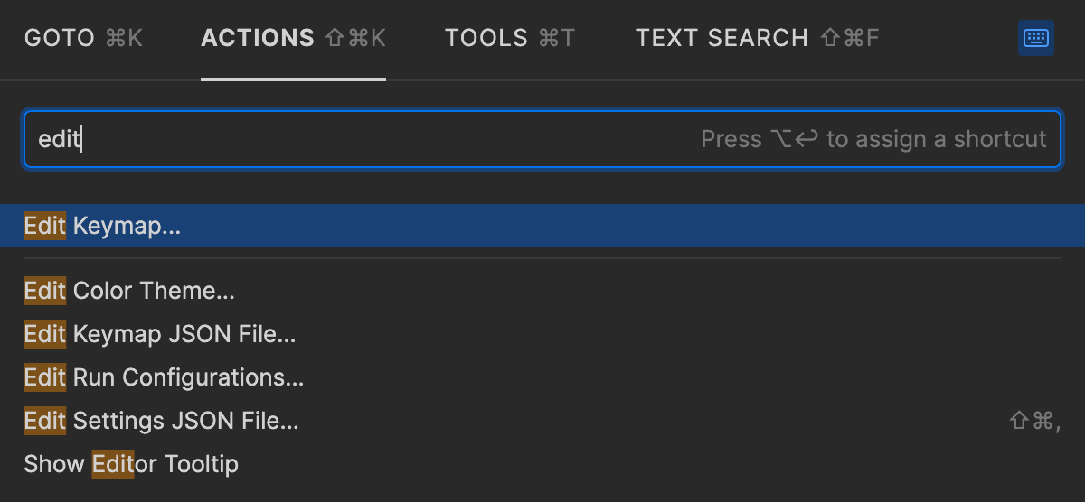 Keymap | JetBrains Fleet Documentation