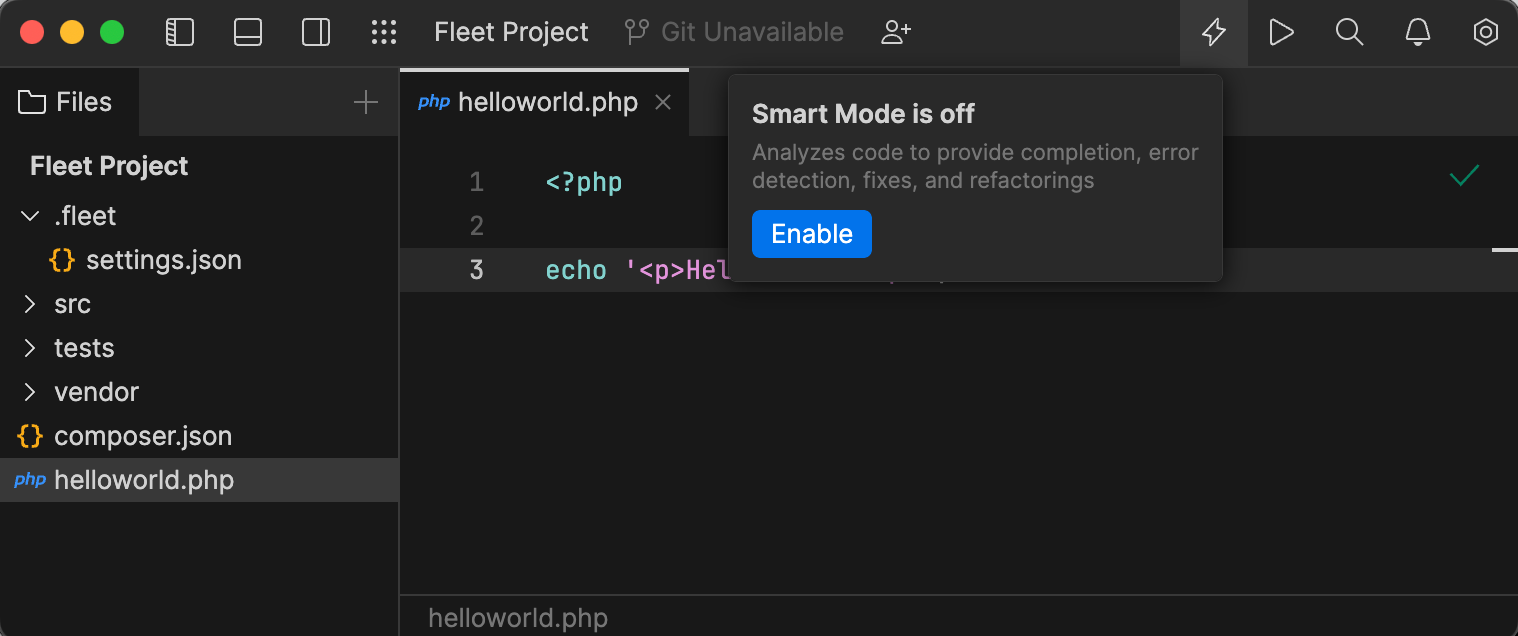 Getting started with PHP | JetBrains Fleet Documentation