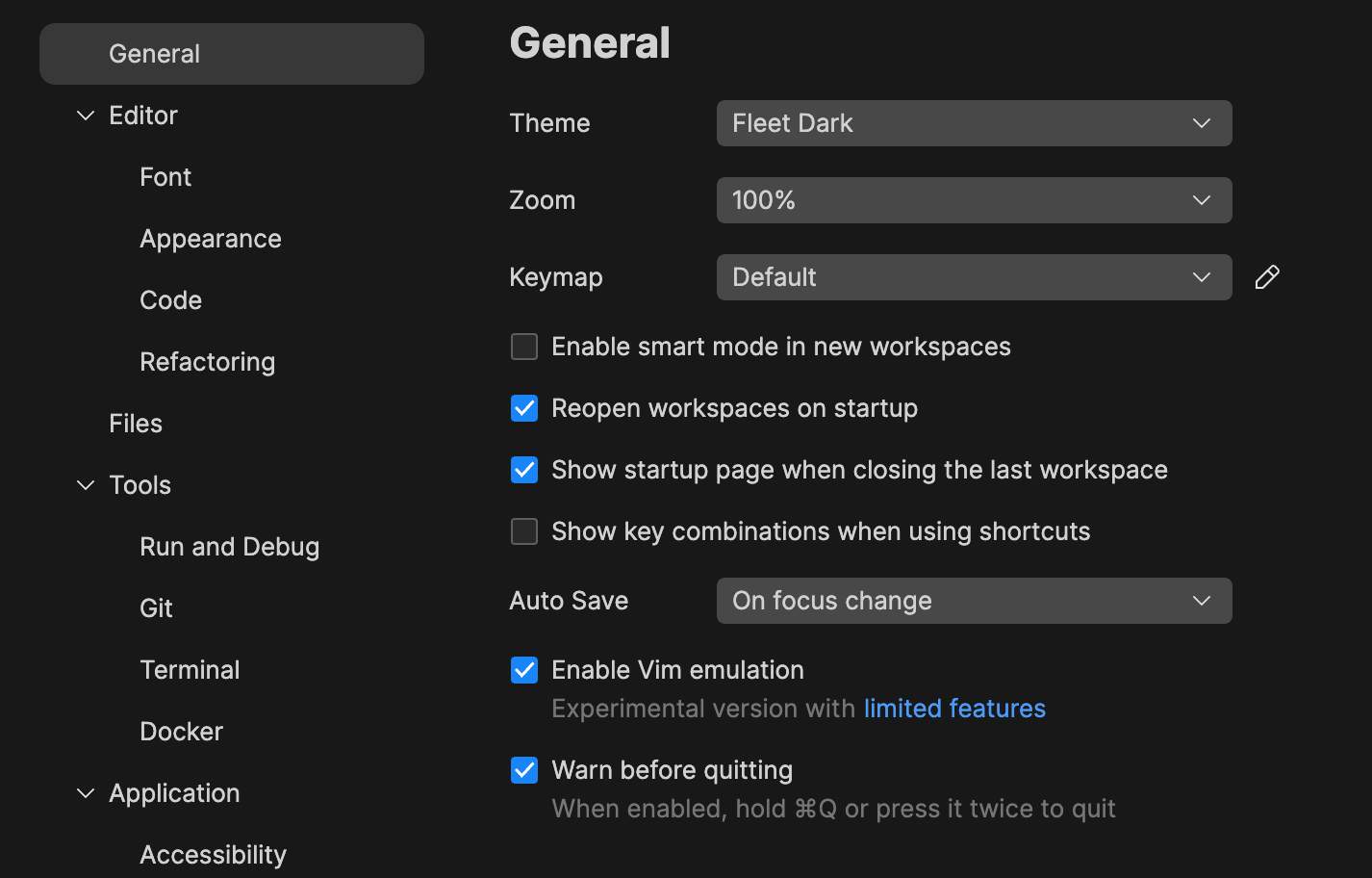 Vim | JetBrains Fleet Documentation