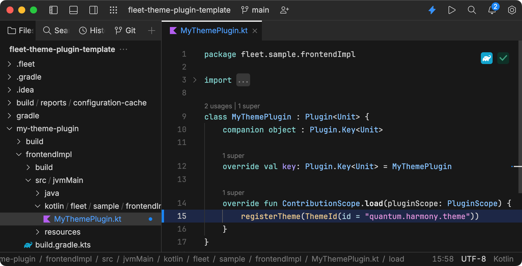 クイックスタートガイド: Fleet でテーマプラグインを構築する | JetBrains Fleet ドキュメント