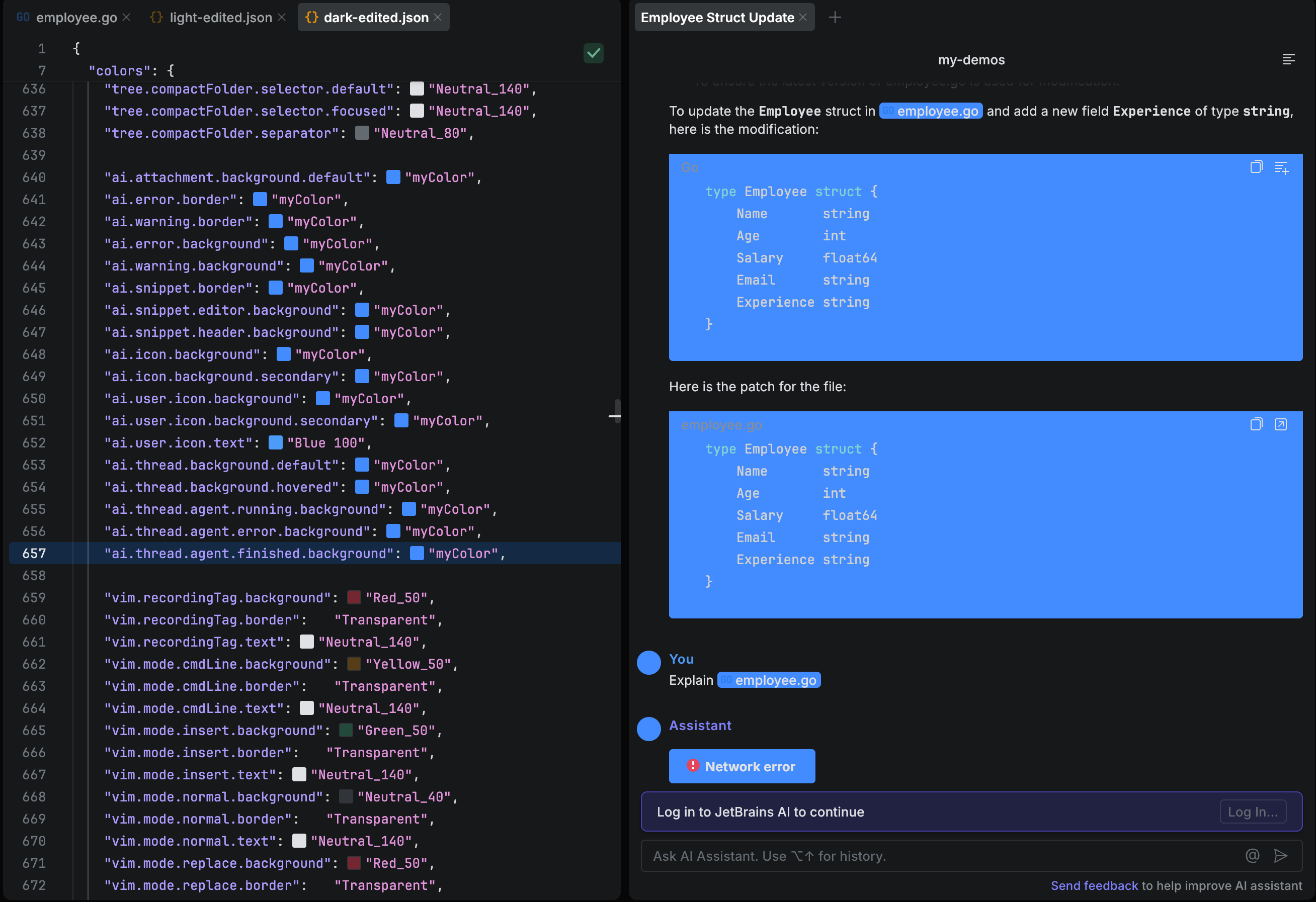 Theme plugin: JSON keys reference | JetBrains Fleet Documentation