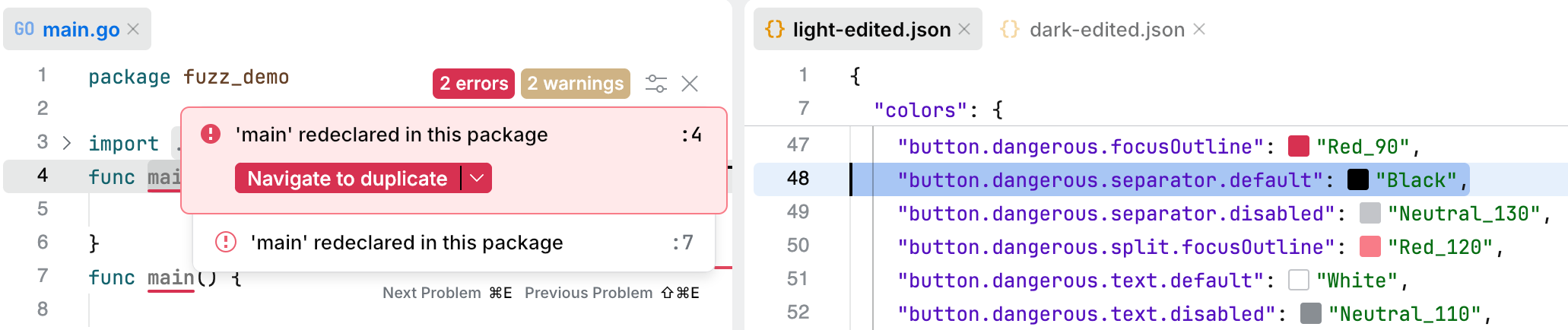 Theme plugin: JSON keys reference | JetBrains Fleet Documentation
