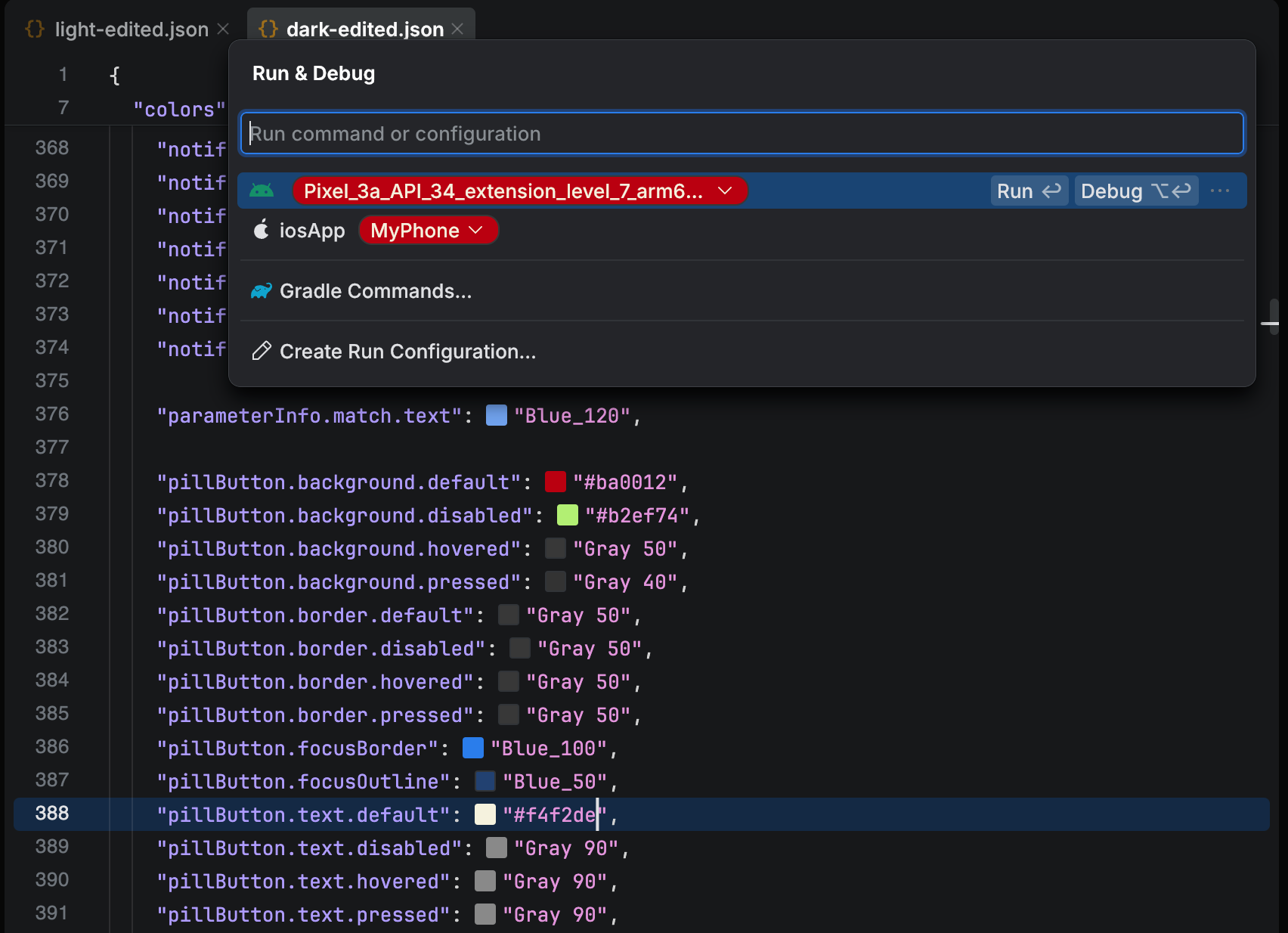 Theme plugin: JSON keys reference | JetBrains Fleet Documentation